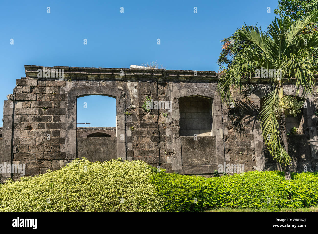 Manila, Philippines - March 5, 2019: Fort Santiago. Dark Walls form ...