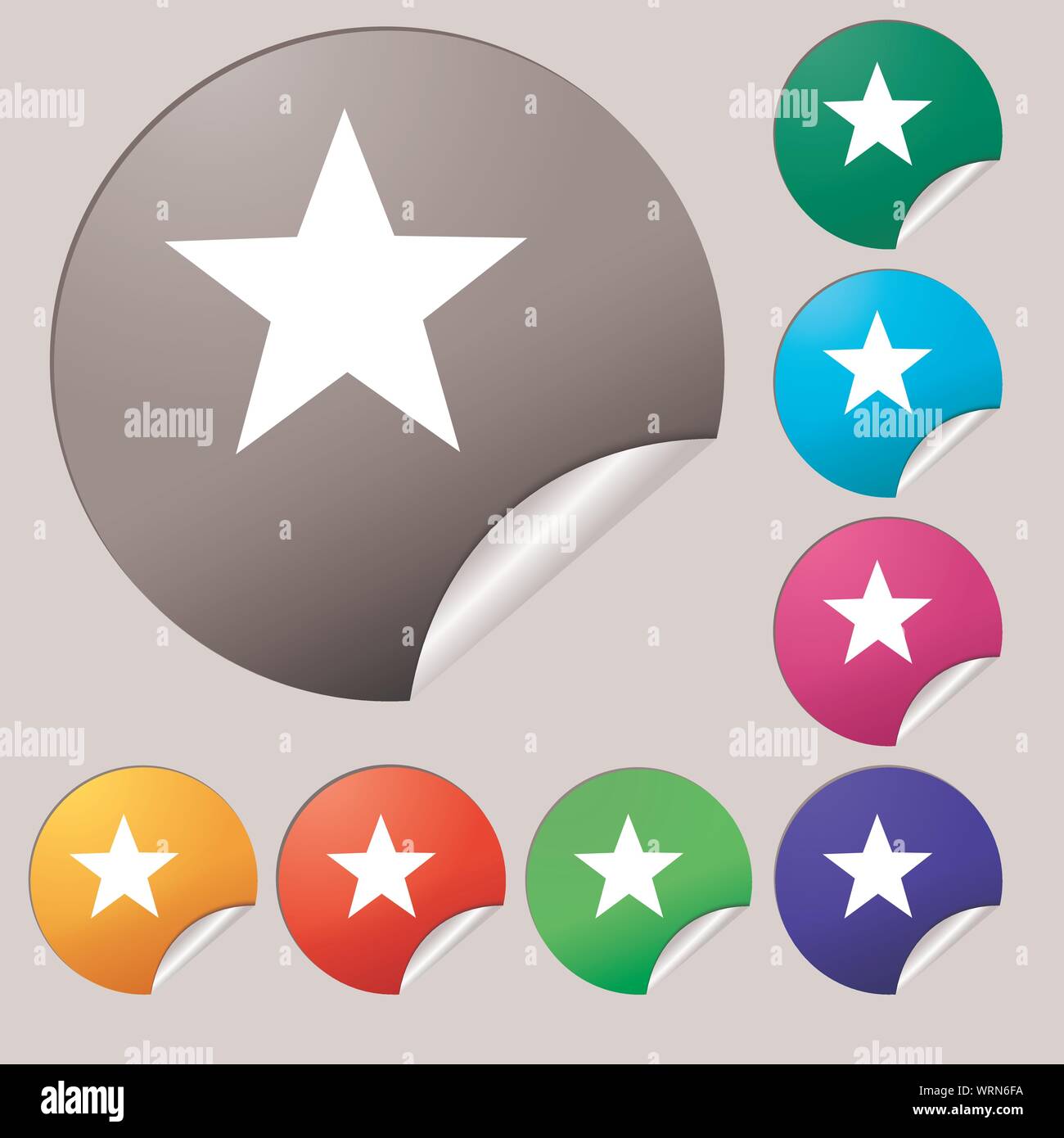 Star sign icon. Favorite button. Navigation symbol. Set of eight multi ...