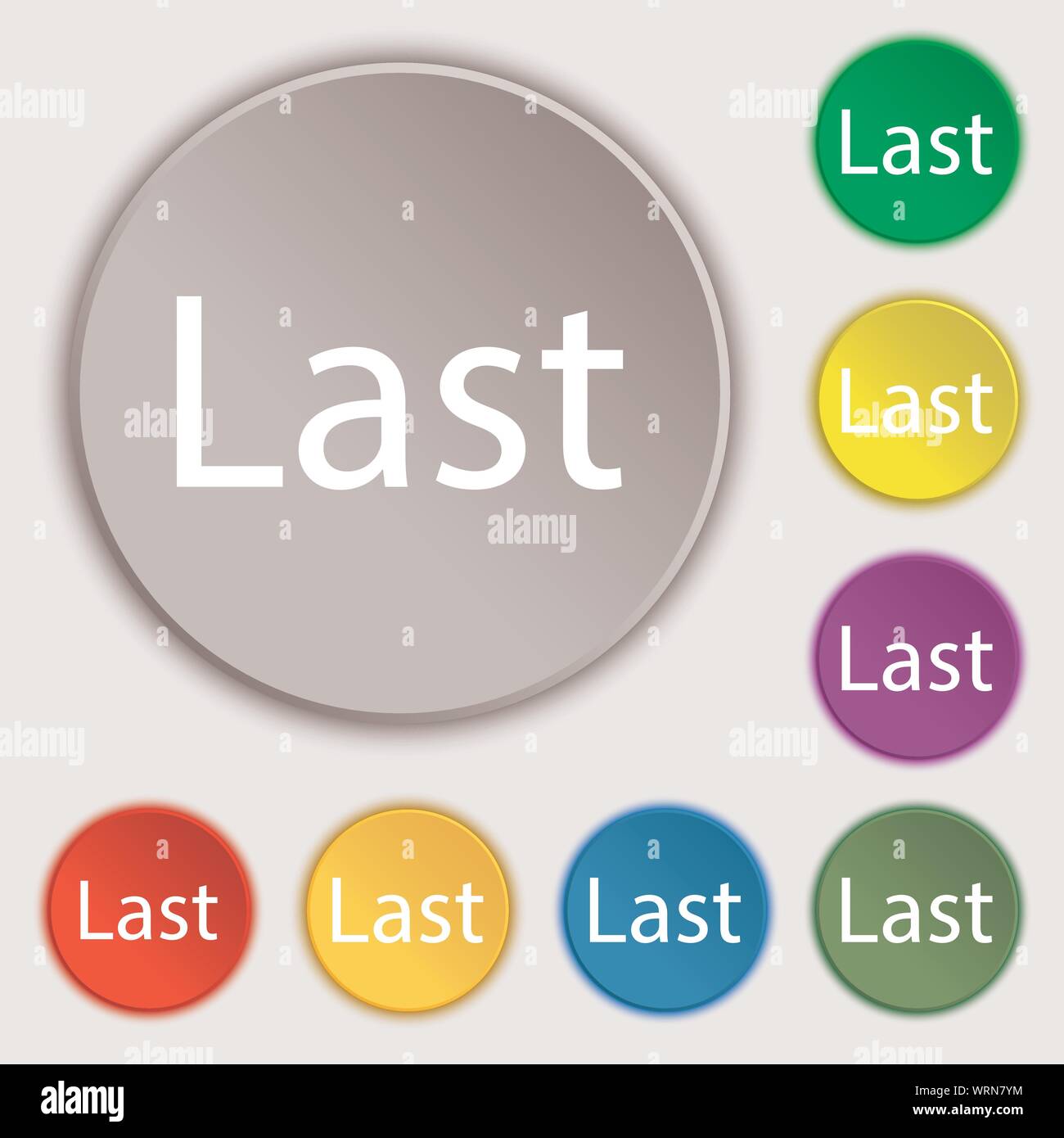 Last sign icon. Navigation symbol. Symbols on eight flat buttons ...