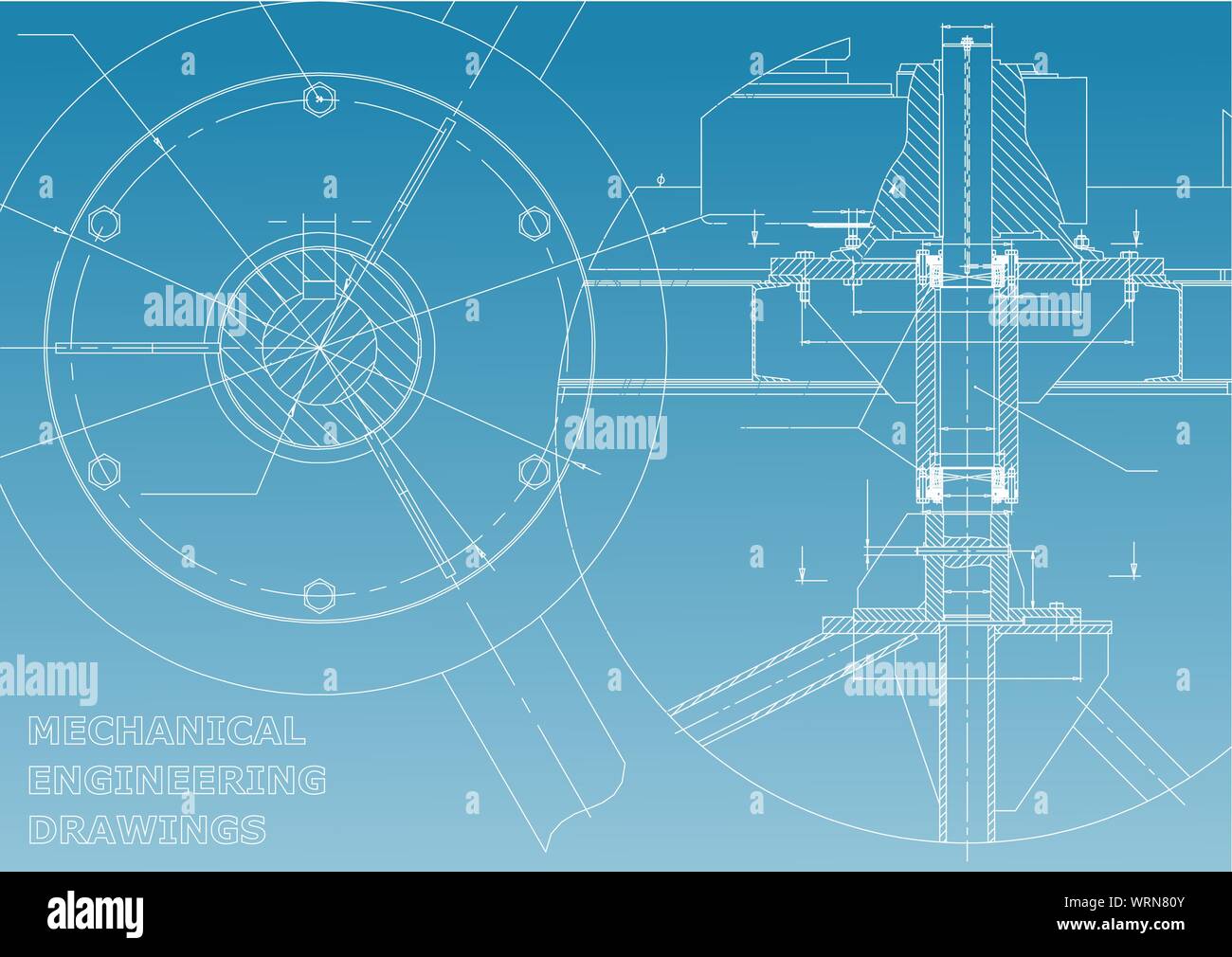 Mechanical engineering drawing. Blue Stock Vector Image & Art - Alamy