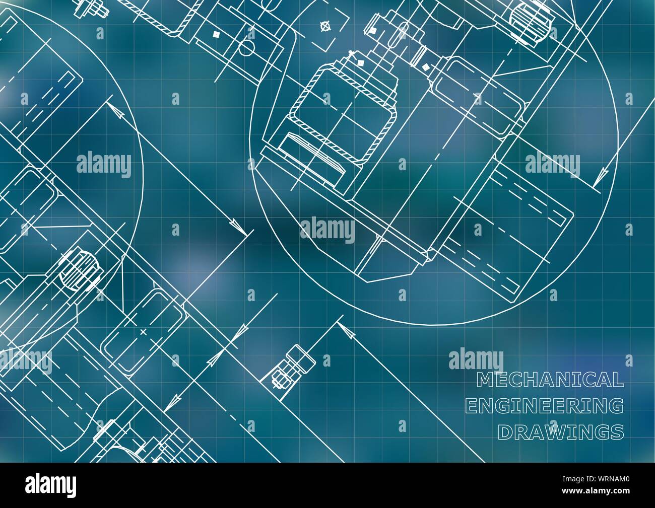 Mechanical Engineering drawing. Blueprints. Blue. Grid Stock Vector ...