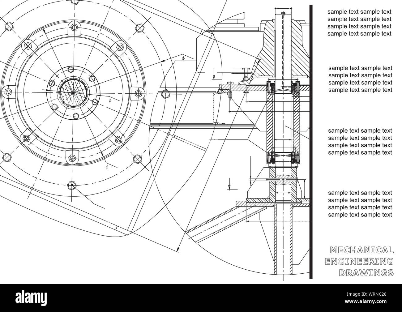 Mechanical engineering drawings. Vector engineering drawing. White ...