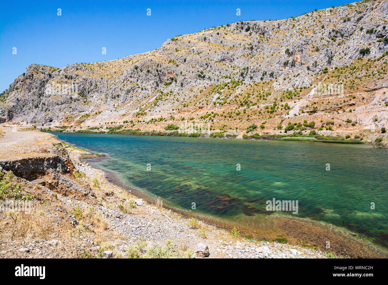 Clear water in river Drini near village Mjeda, Albania Stock Photo - Alamy
