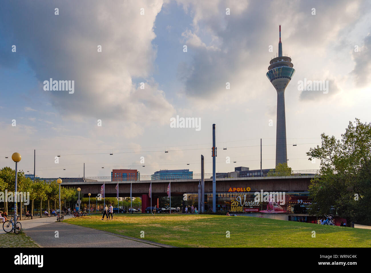 Apollowiese and Rheinpromenade, park on promenade riverside of Rhine ...