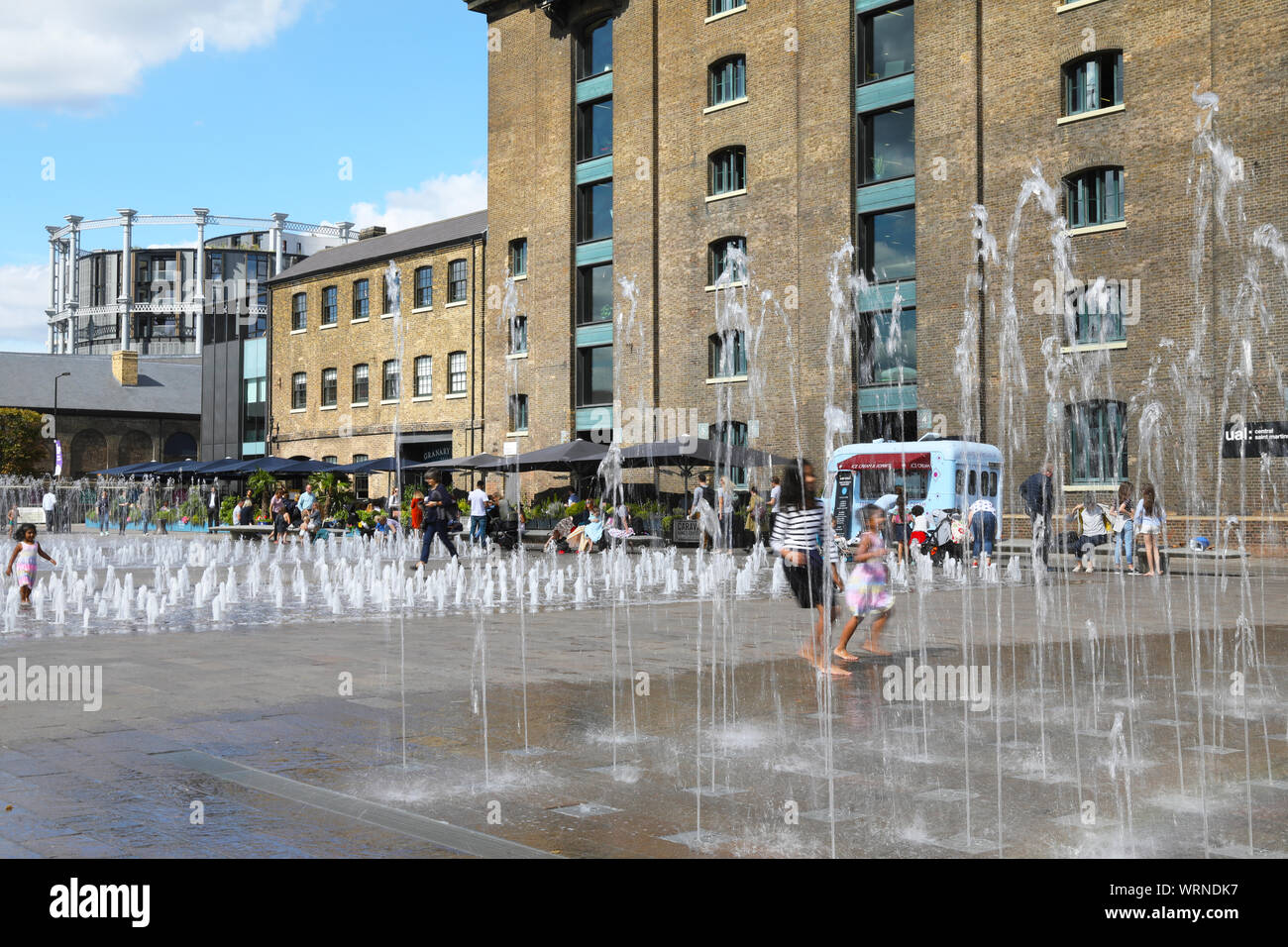 Granary Square at Kings Cross, NC1, in the Autumn sunshine, in north ...