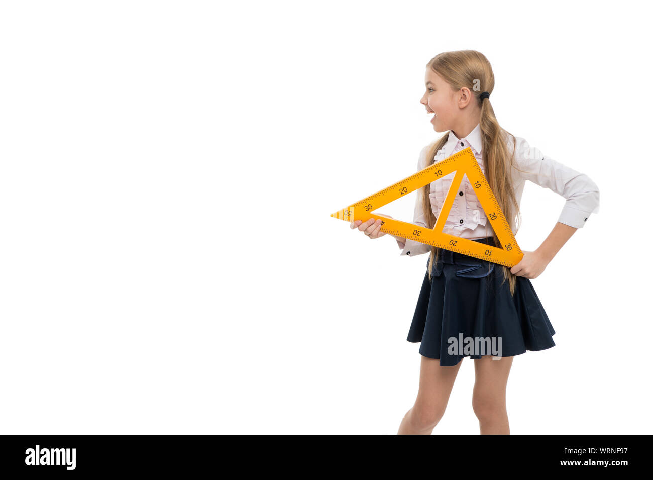 School concept. Small child with measuring instrument school lesson ...