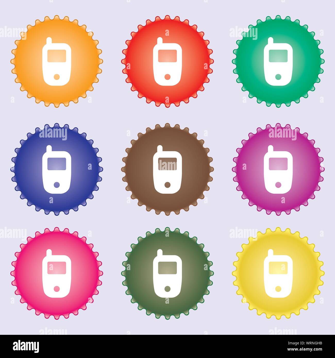 Mobile telecommunications technology symbol. A set of nine different ...