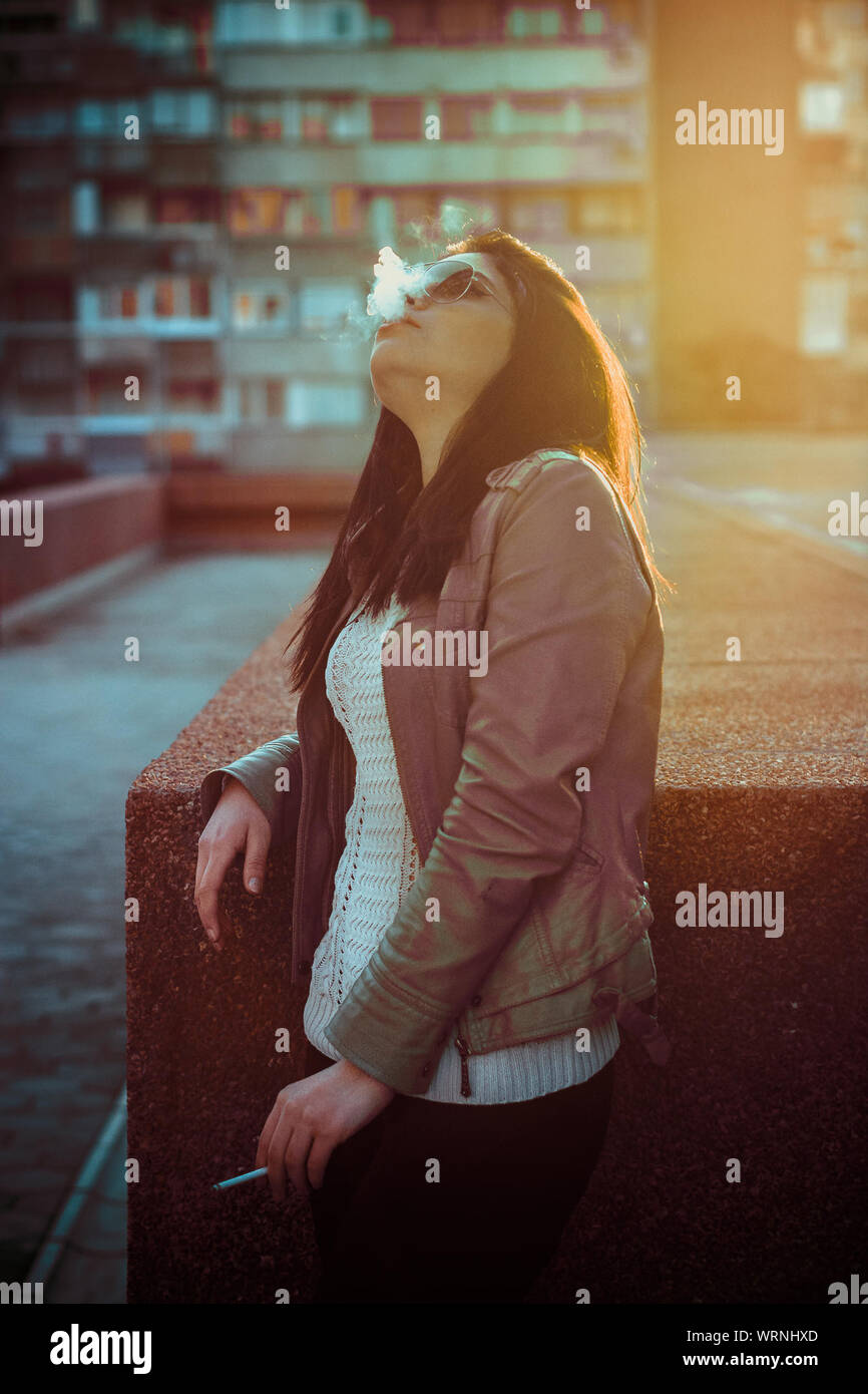 Woman Smoking In Street High Resolution Stock Photography and Images ...
