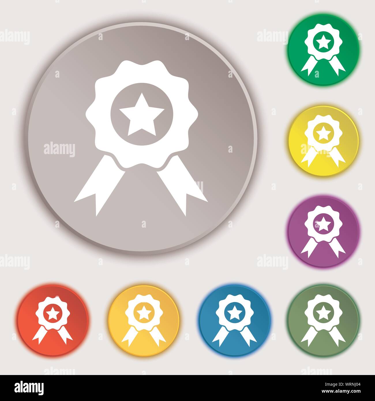 Award, Medal of Honor icon sign. Symbols on eight flat buttons. Vector ...