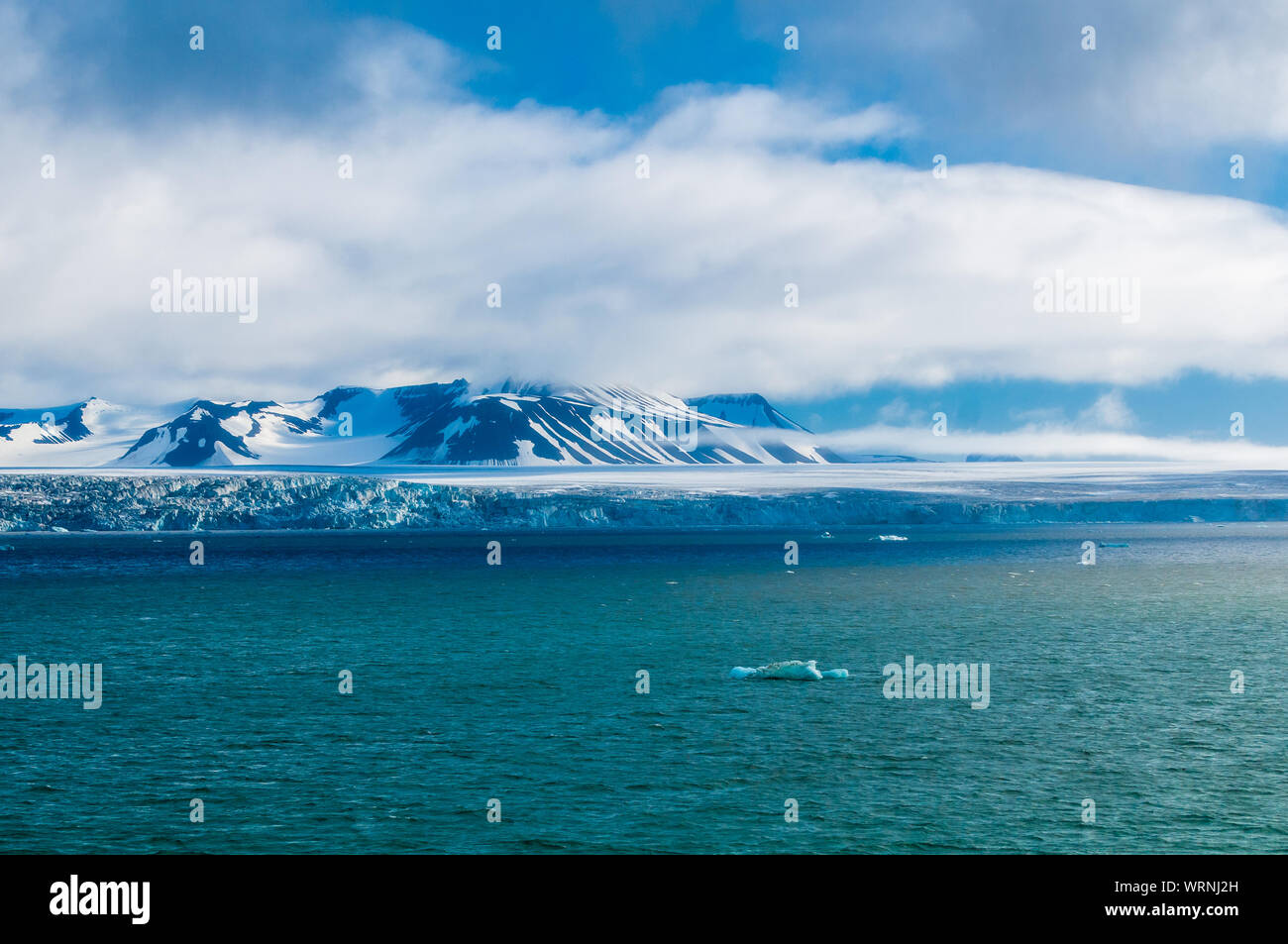 The end of a glacier in the Arctic Circle where it falls into the ...