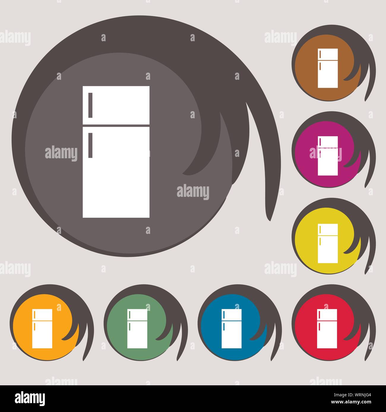 Refrigerator icon sign. Symbols on eight colored buttons. Vector Stock ...