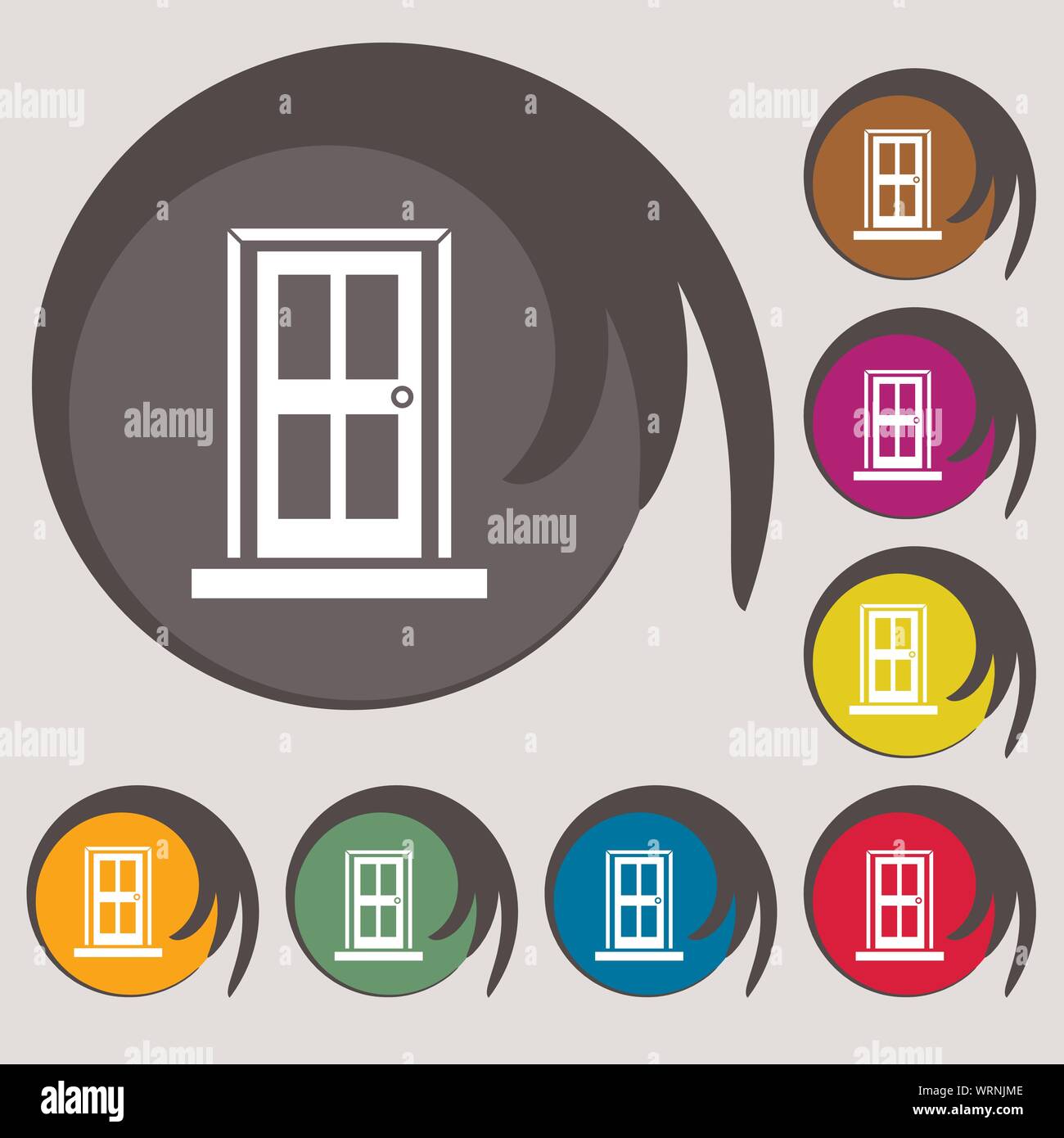 Door icon sign. Symbols on eight colored buttons. Vector Stock Vector ...
