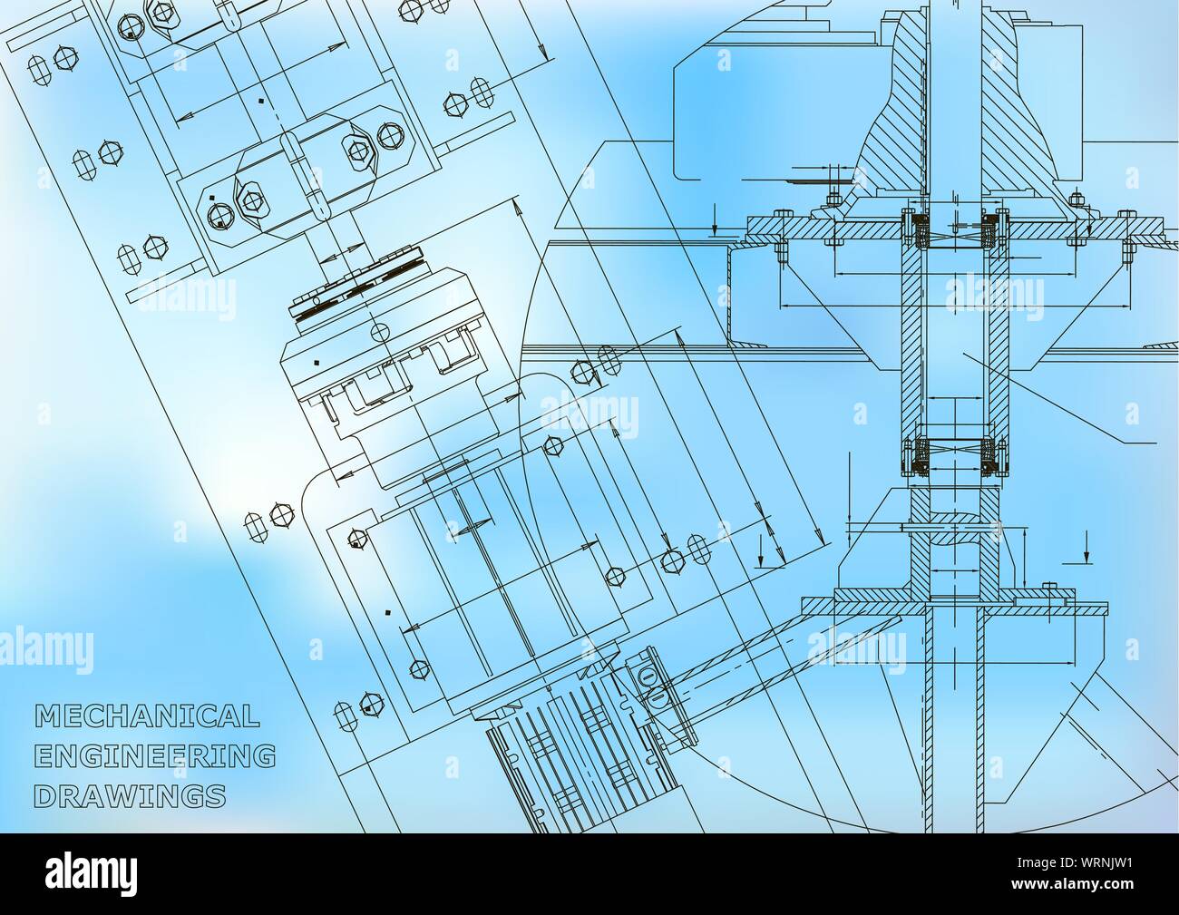 Blueprints. Mechanical engineering drawings. Technical Design. Cover ...