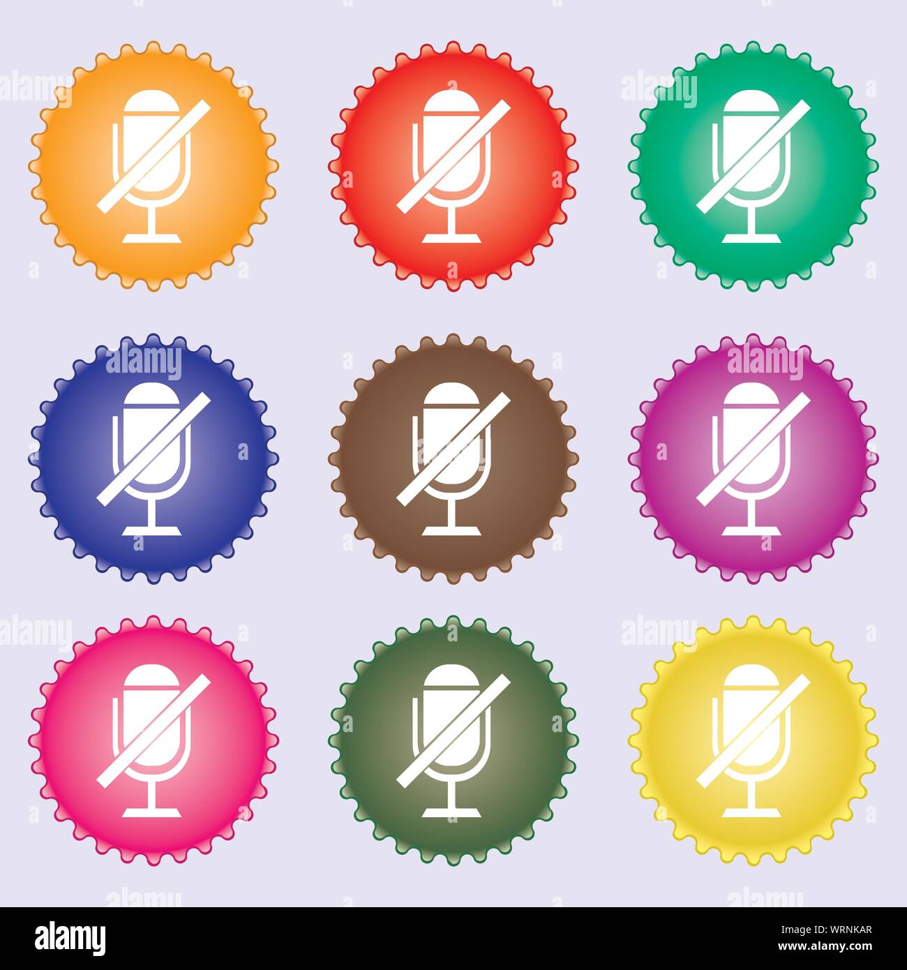 No Microphone sign icon. Speaker symbol. A set of nine different ...