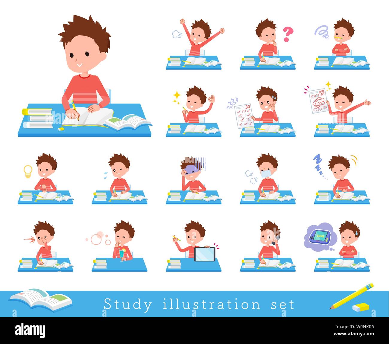 A set of boy on study.There are various emotions and actions.It's ...