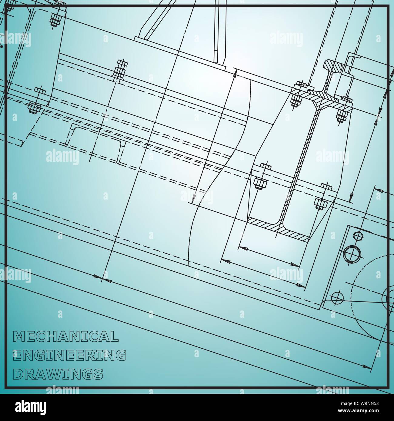 Mechanical engineering drawings. Engineering. Vector light blue ...