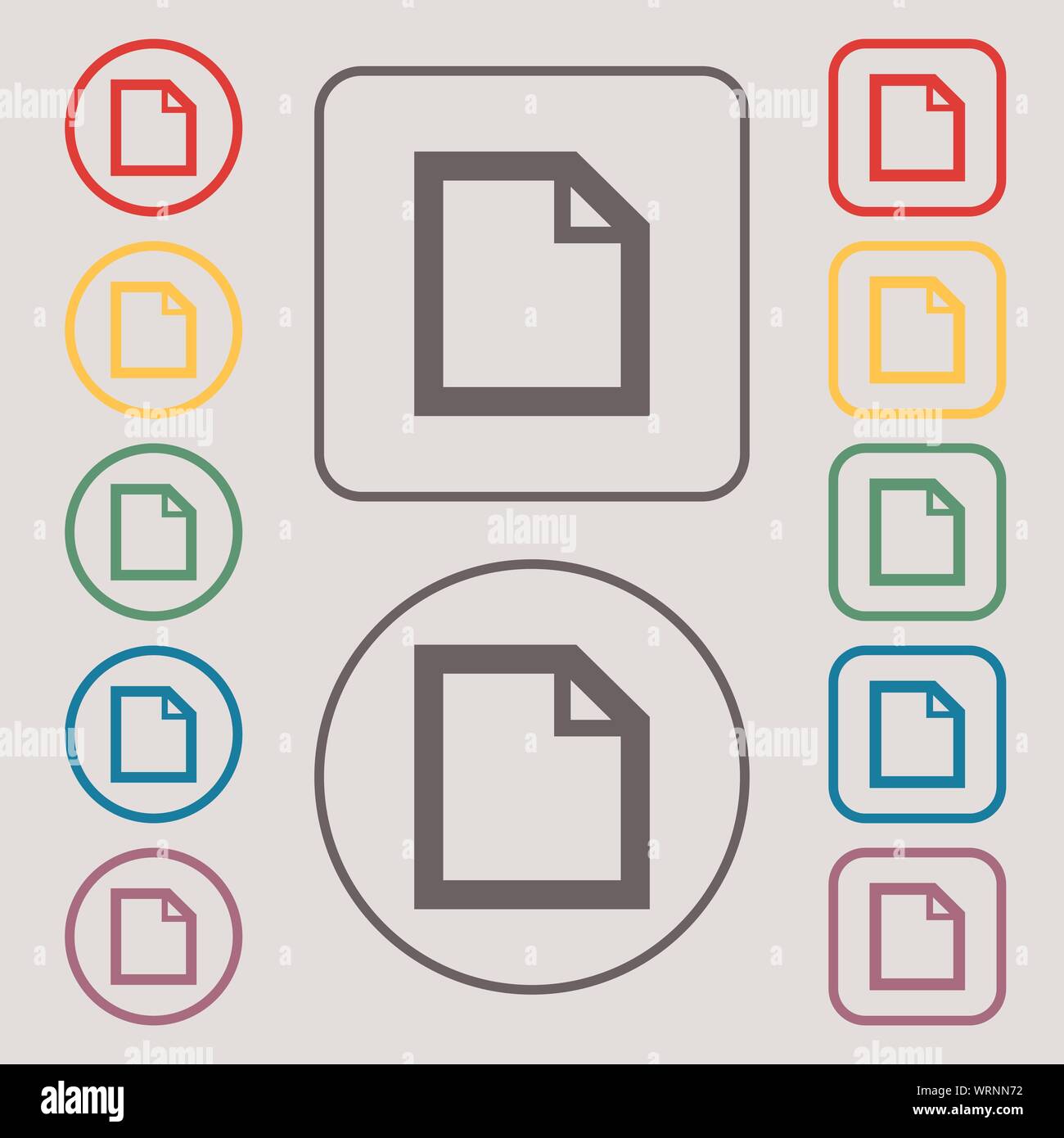 Edit document sign icon. content button. Symbols on the Round and ...