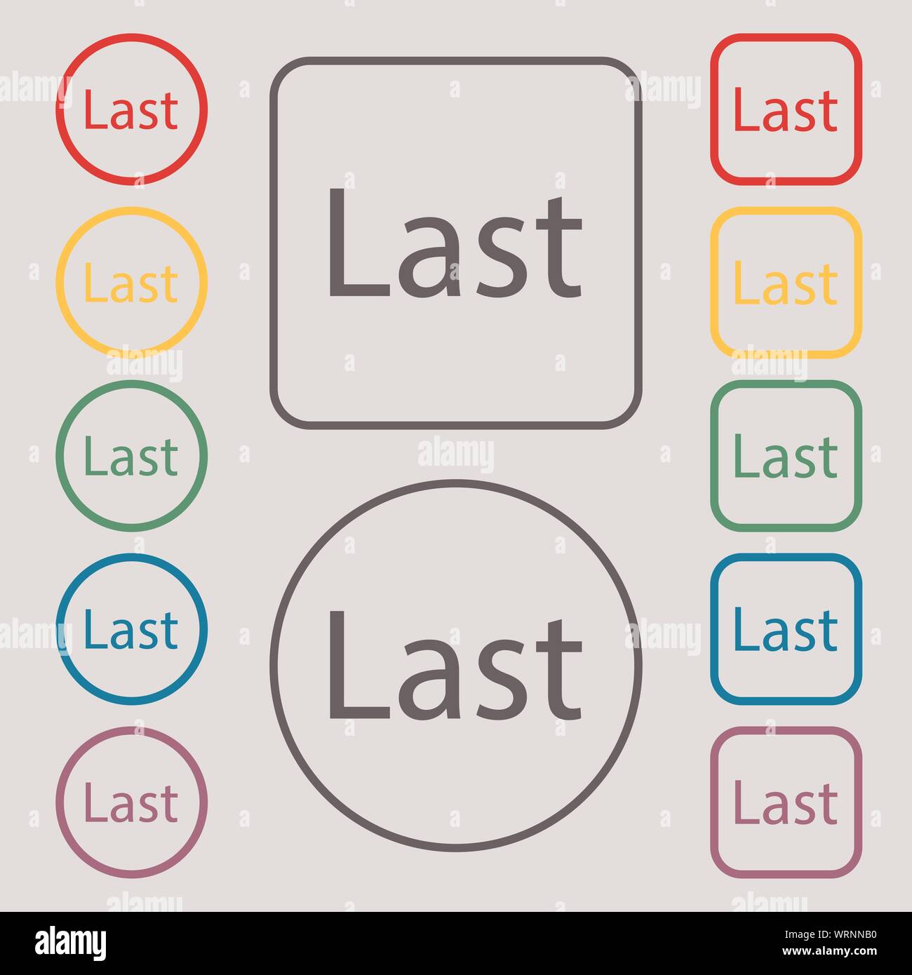 Last sign icon. Navigation symbol. Symbols on the Round and square ...