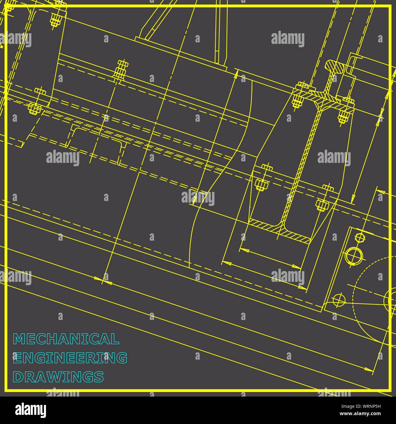 Mechanical engineering drawings. Engineering. Vector gray background ...