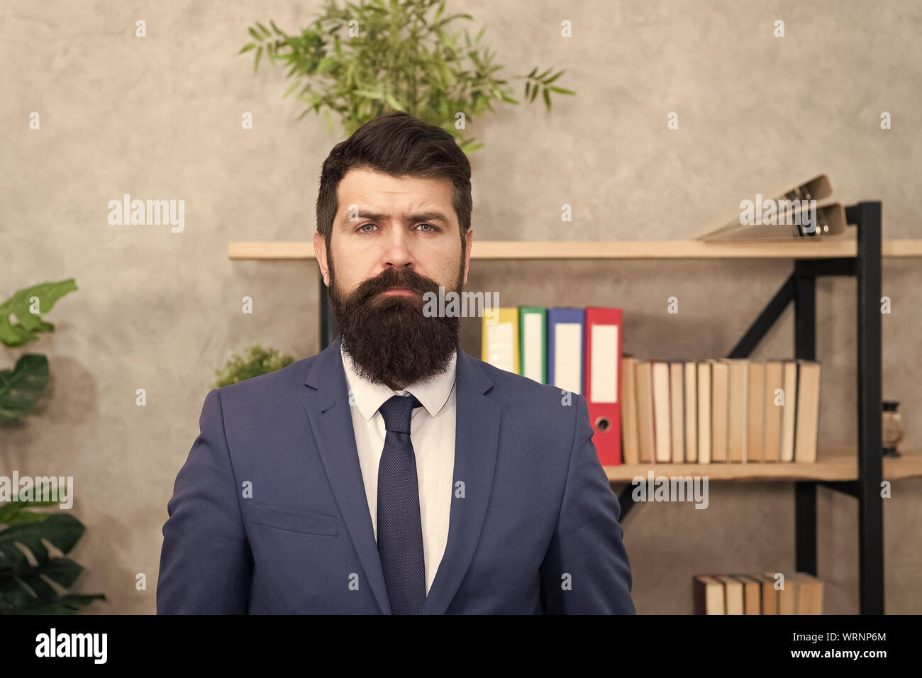 Head of human resources department. Man bearded serious office ...