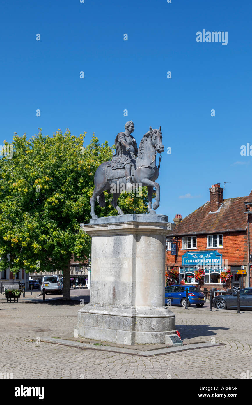 A lead statue of King William III mounted on horseback dressed as a ...