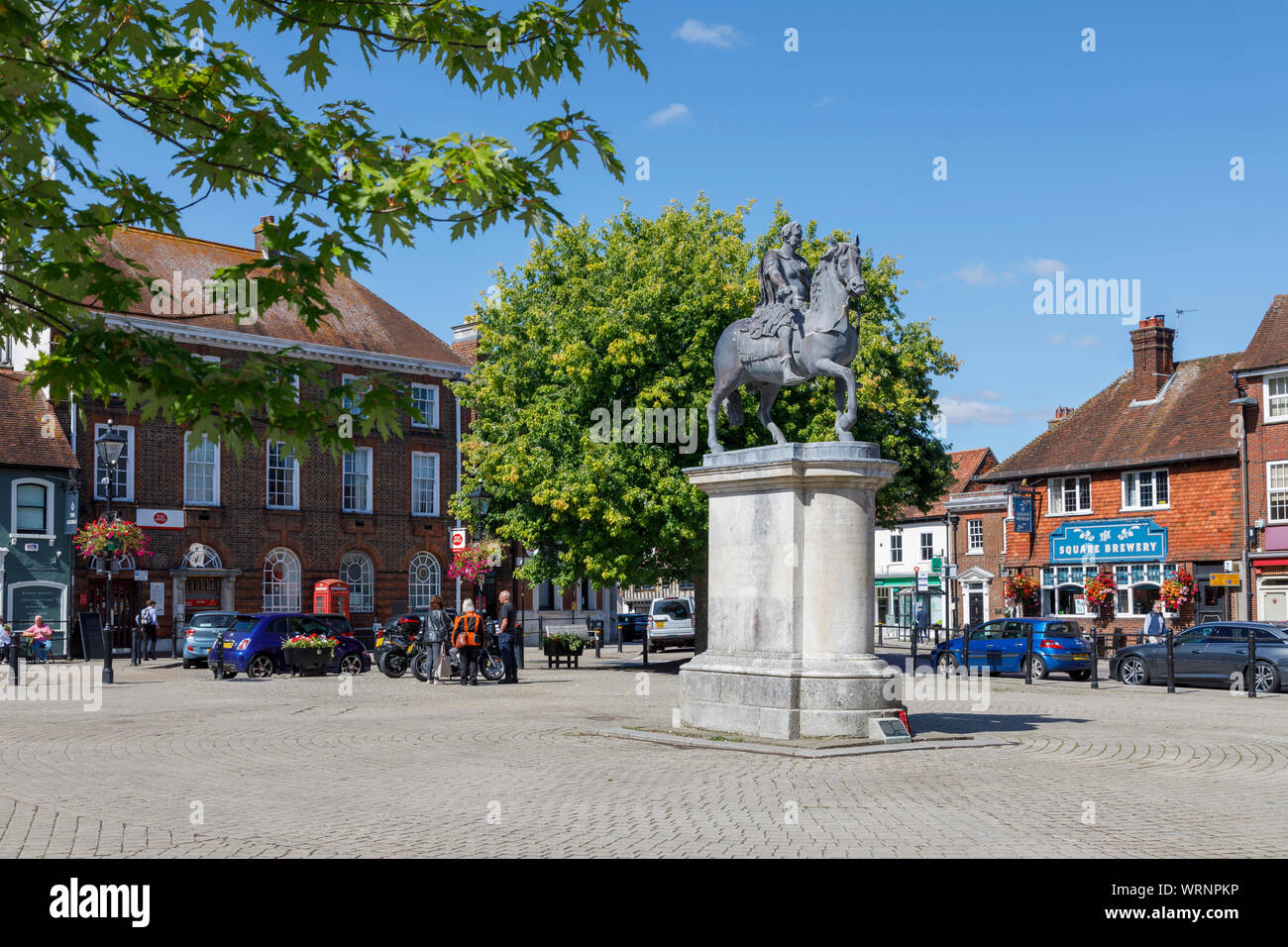 A lead statue of King William III mounted on horseback dressed as a ...