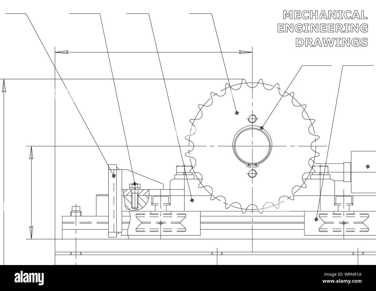 Mechanical engineering drawings. Vector Drawing. White Stock Vector ...