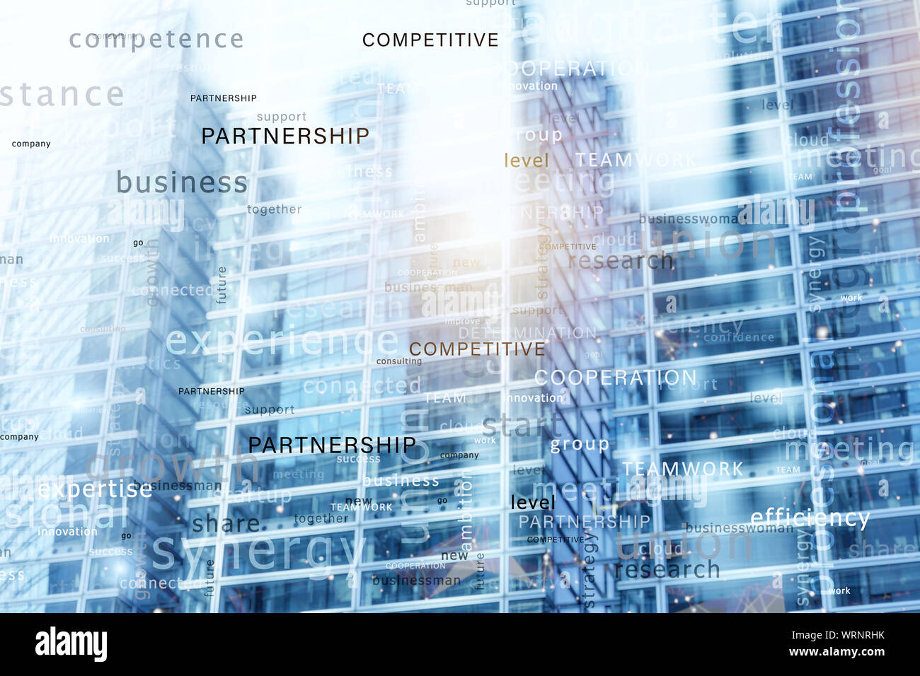 Internet network background with most important business terms. Double ...