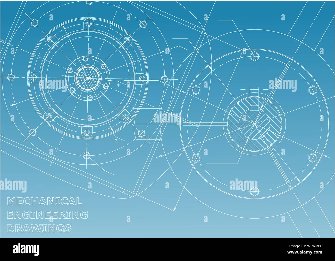 Mechanical engineering drawings. Vector background. Blue Stock Vector ...