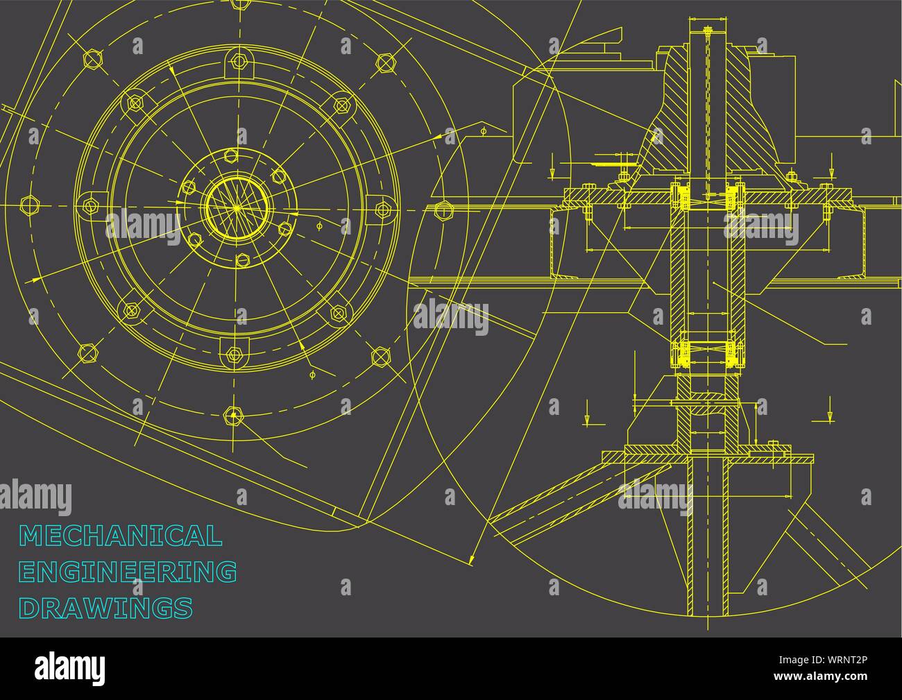 Mechanical engineering drawings. Vector. Gray Stock Vector Image & Art ...