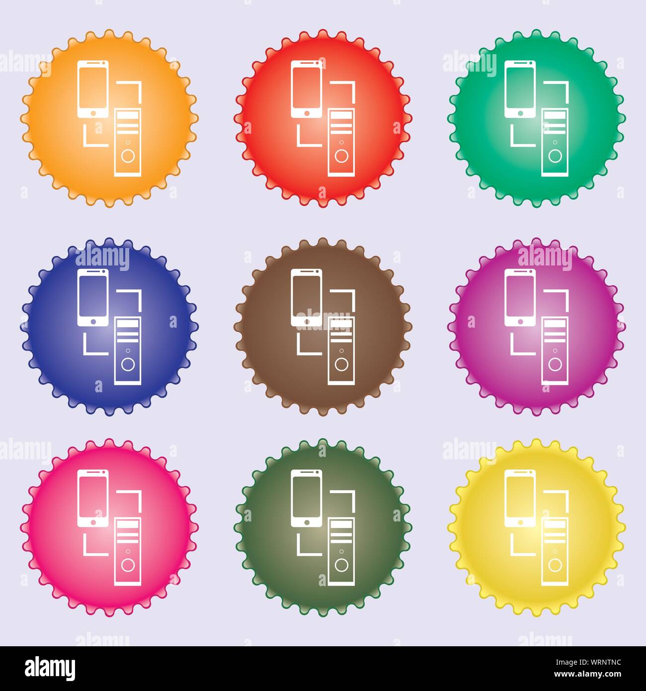 Synchronization sign icon. communicators sync symbol. Data exchange. A set of nine different ...