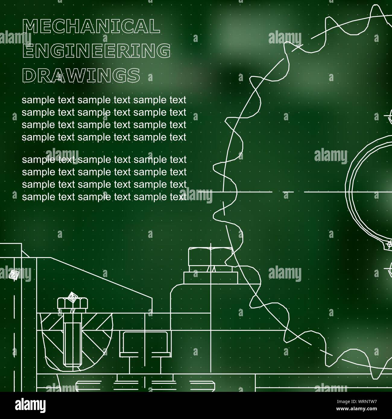 Mechanical engineering drawing. Vector. Green. Points Stock Vector ...