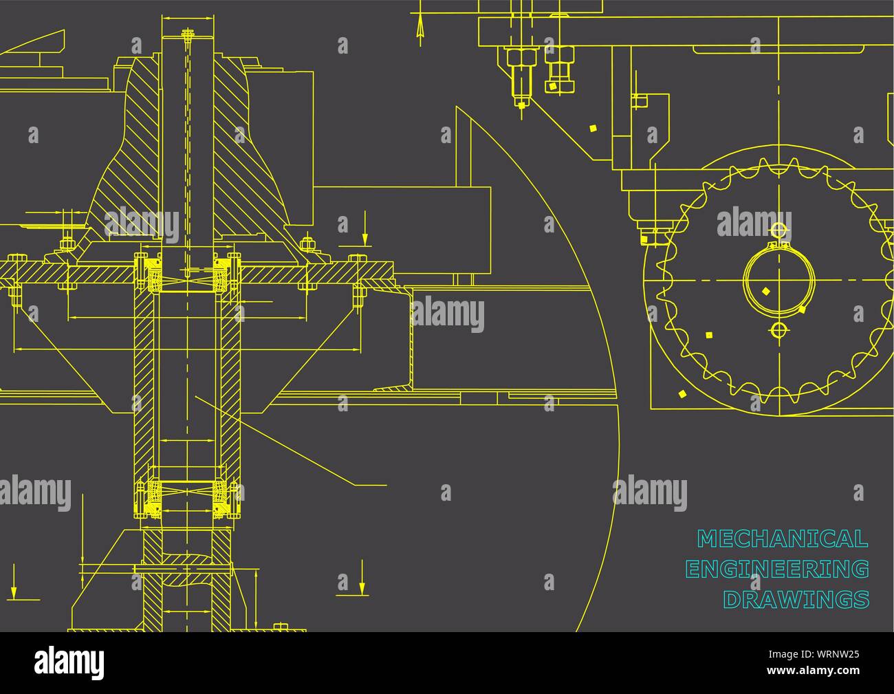 Blueprints. Mechanical engineering drawings. Cover. Banner. Technical ...