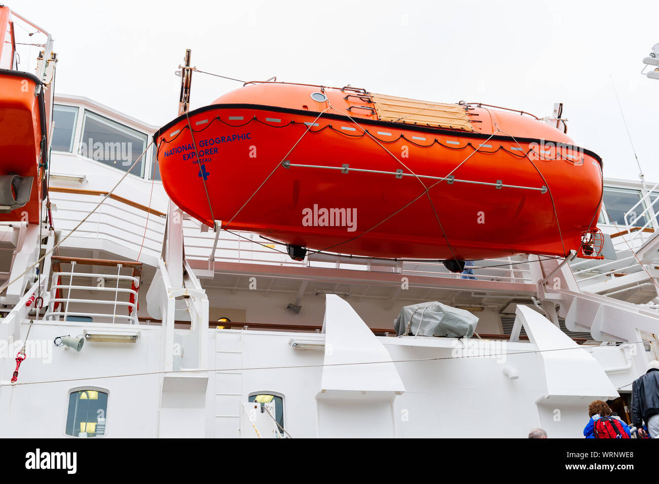 LONGYEARBYEN, SVALBARD, NORWAY – JULY 25 2010: Covered life raft of the ...