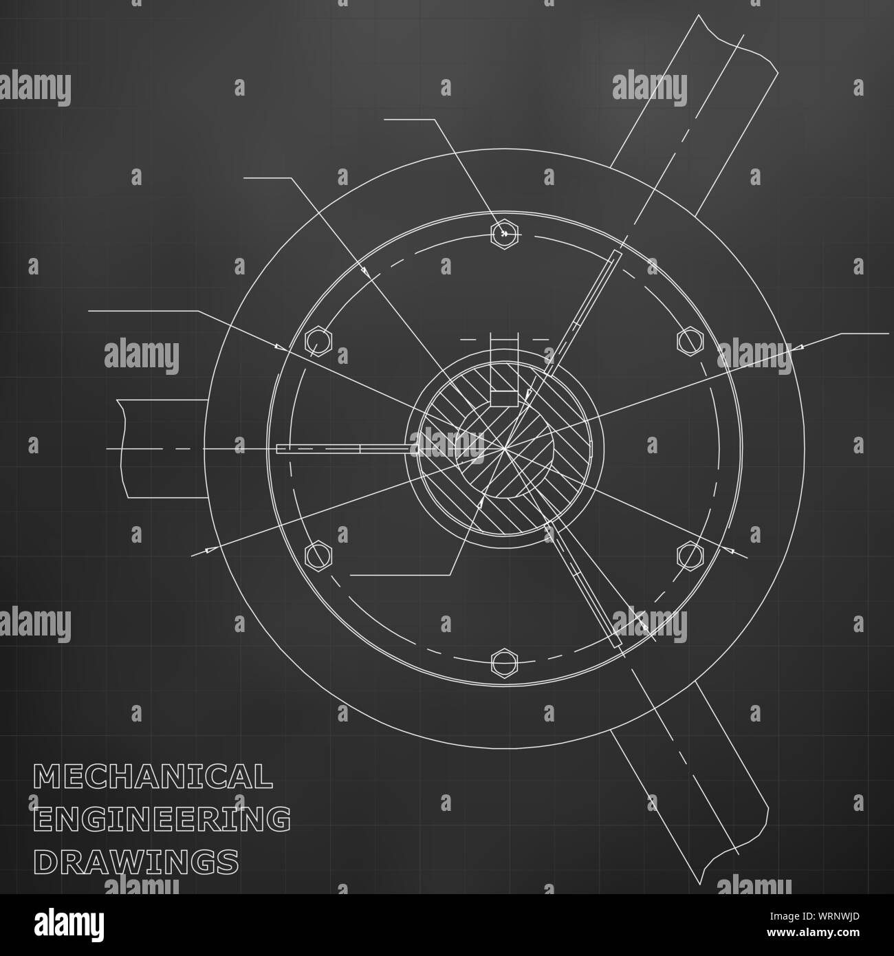 Mechanical engineering drawings. Engineering. Black. Grid Stock Vector ...