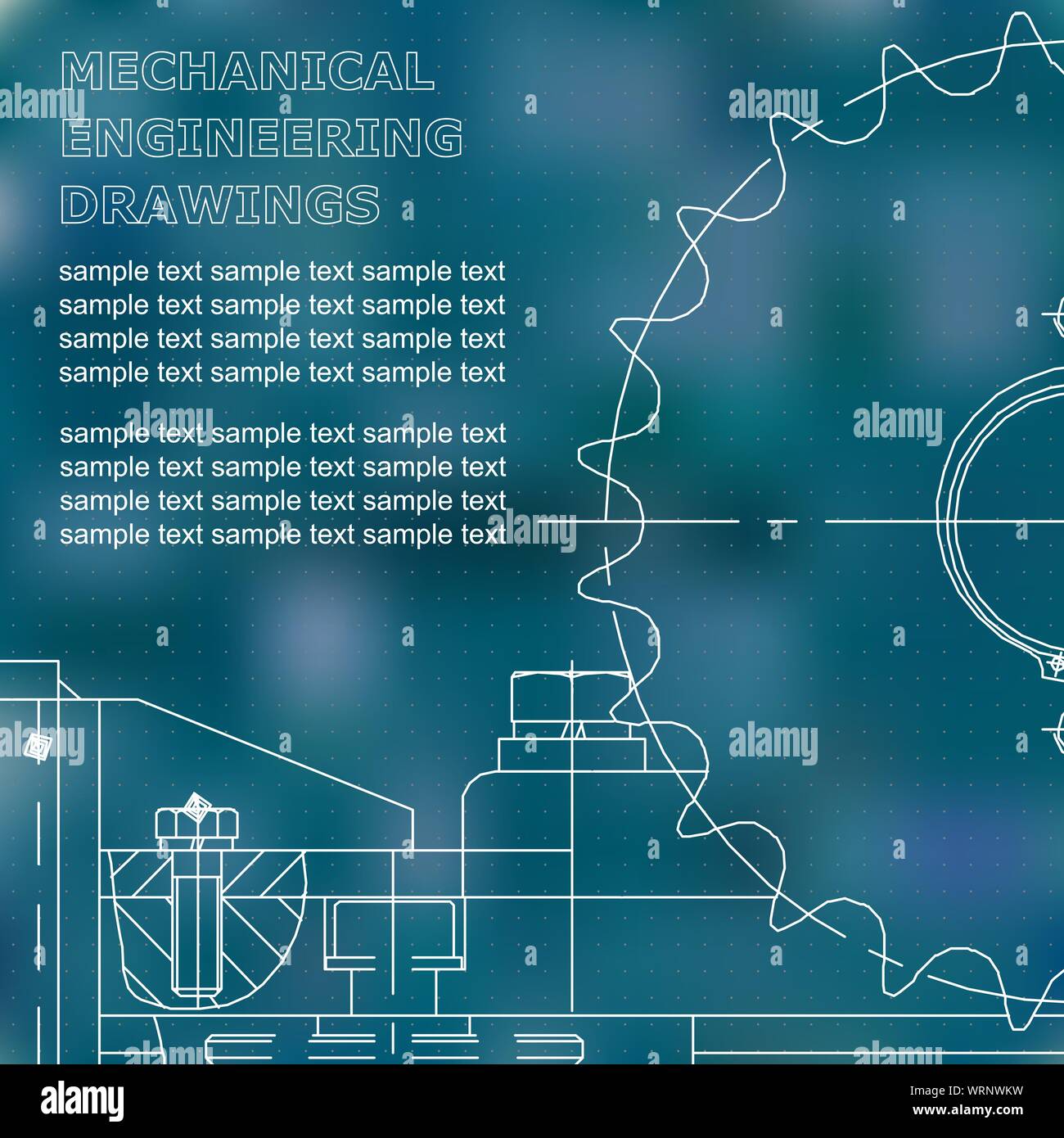 Mechanical engineering drawing. Vector. Blue. Points Stock Vector Image ...