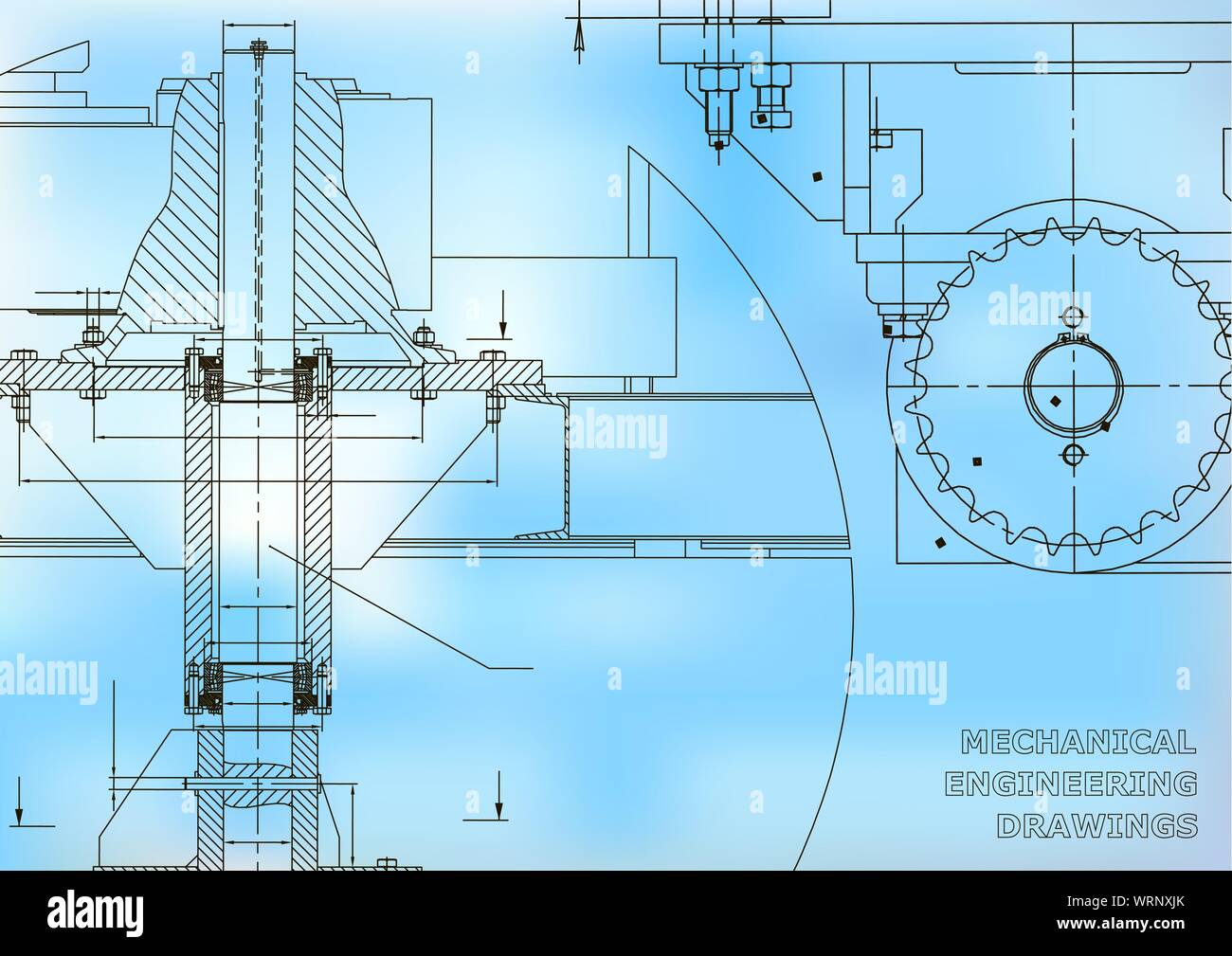 Blueprints. Mechanical engineering drawings. Cover. Banner. Technical ...
