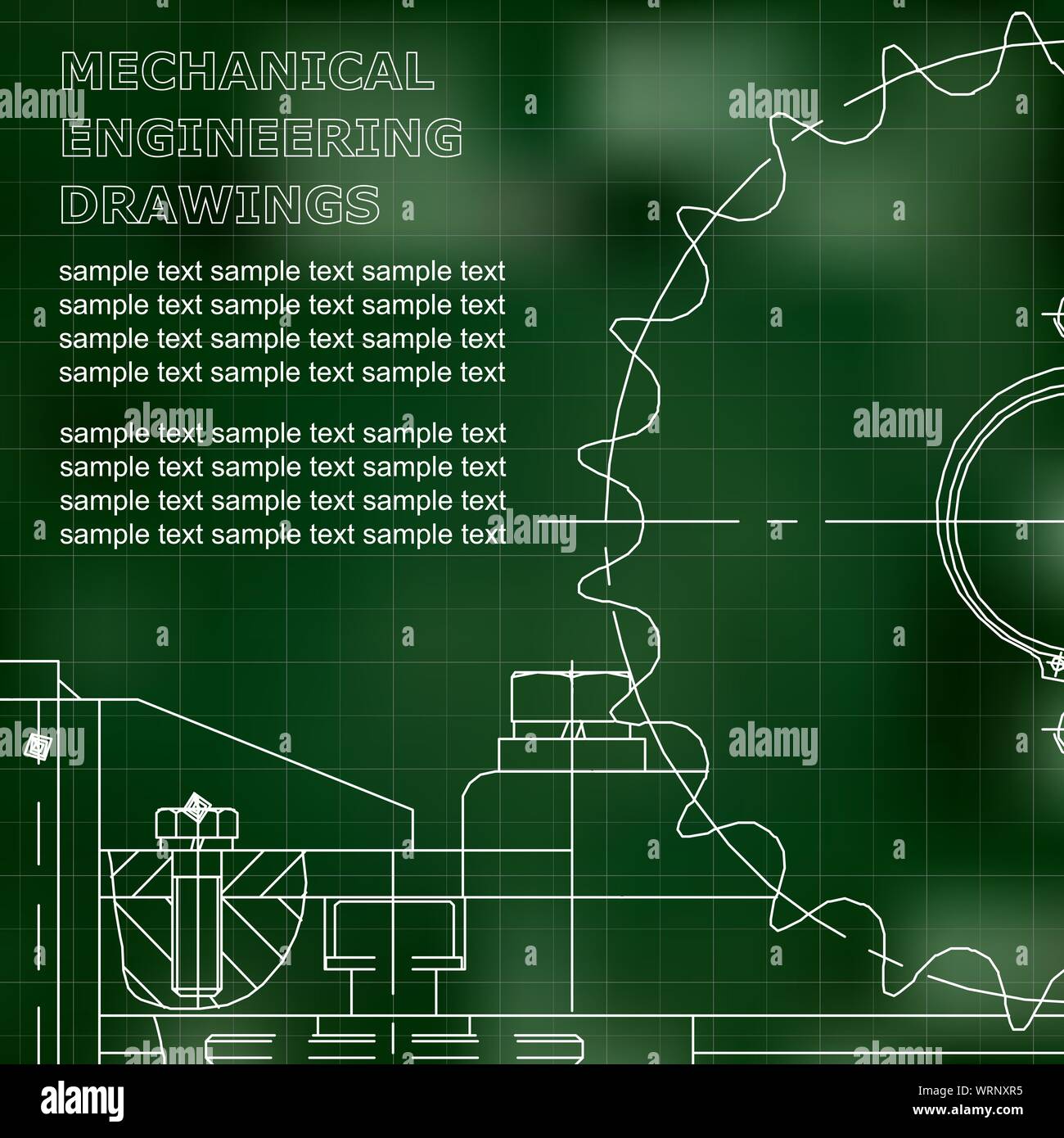 Mechanical engineering drawing. Vector. Green. Grid Stock Vector Image ...