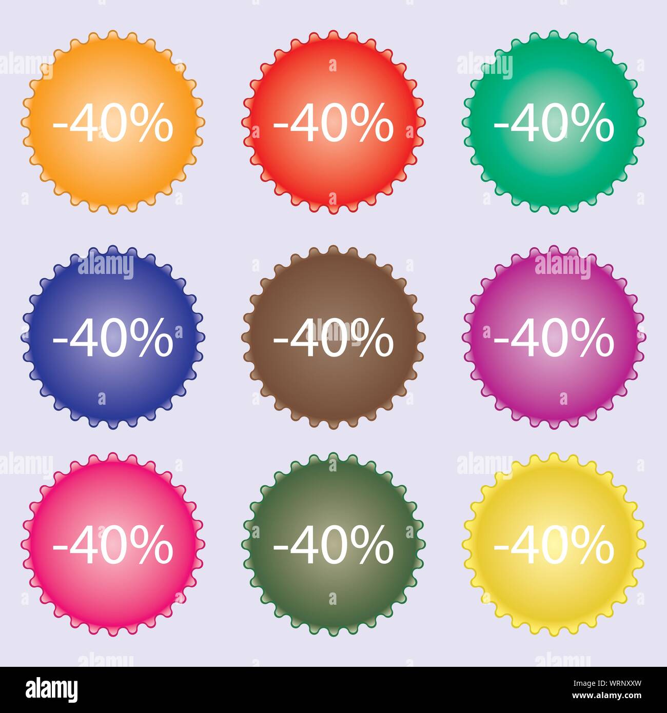 40 percent discount sign icon. Sale symbol. Special offer label. A set ...