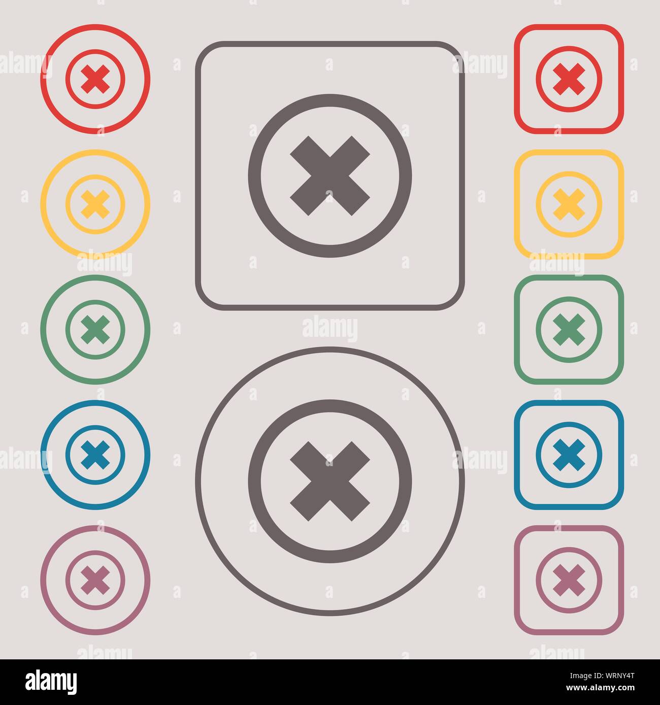 Cancel icon. no sign. Symbols on the Round and square buttons with ...