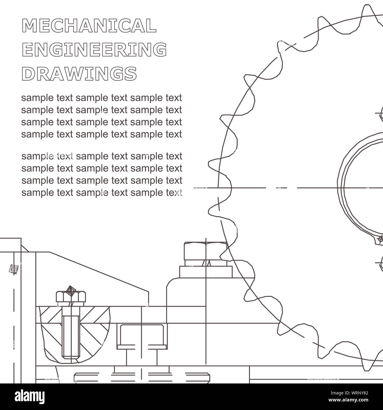 Mechanical engineering drawings on a white background. Vector Stock ...