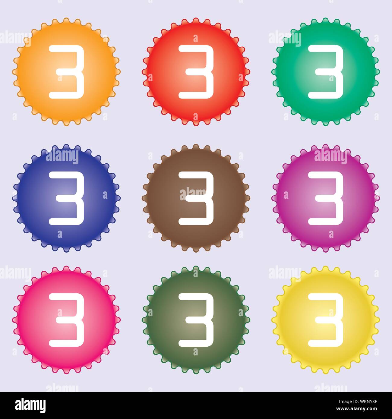 Third place award sign. Winner symbol. Step three. A set of nine ...