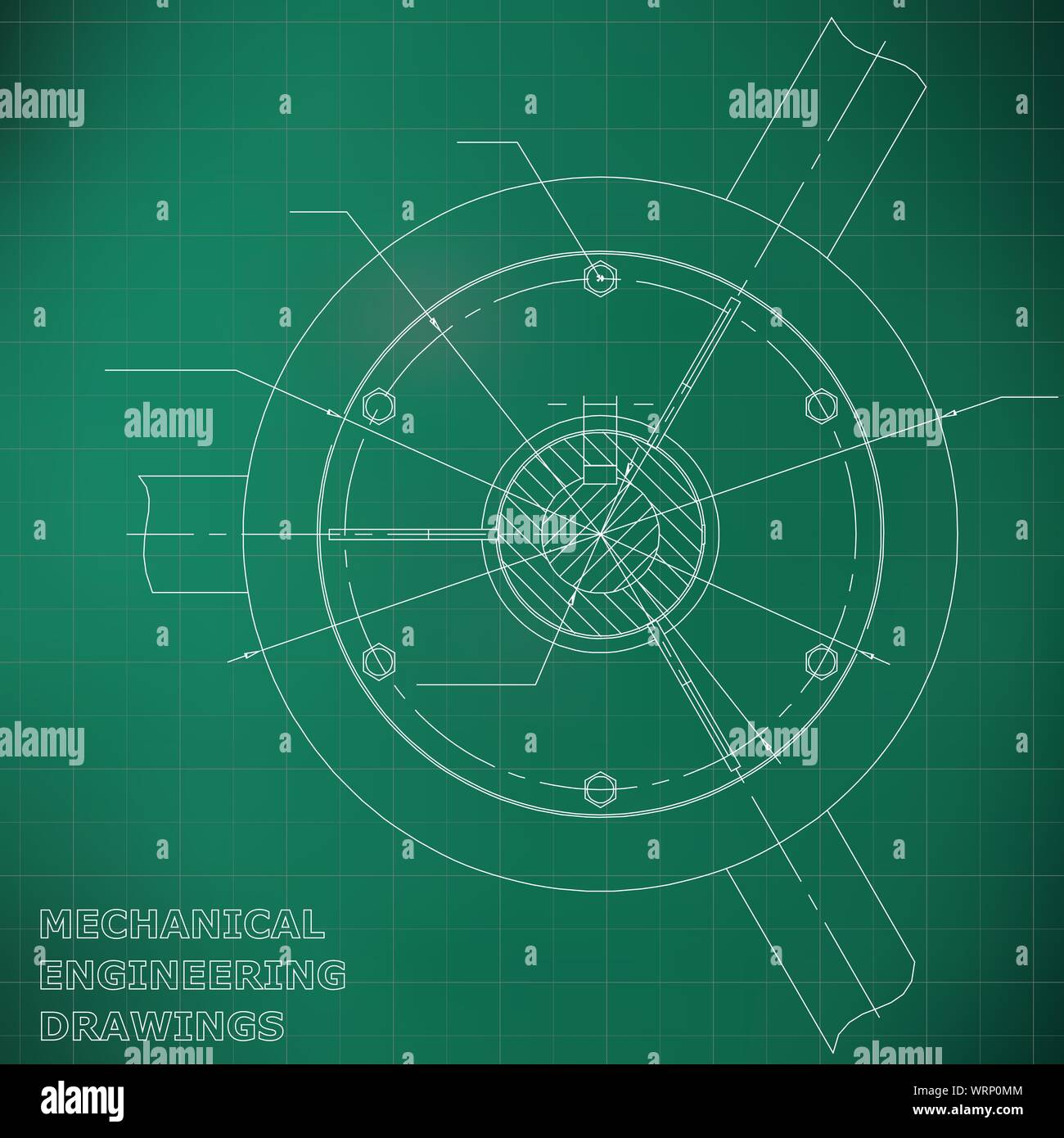 Mechanical engineering drawings. Engineering. Light green. Grid Stock ...