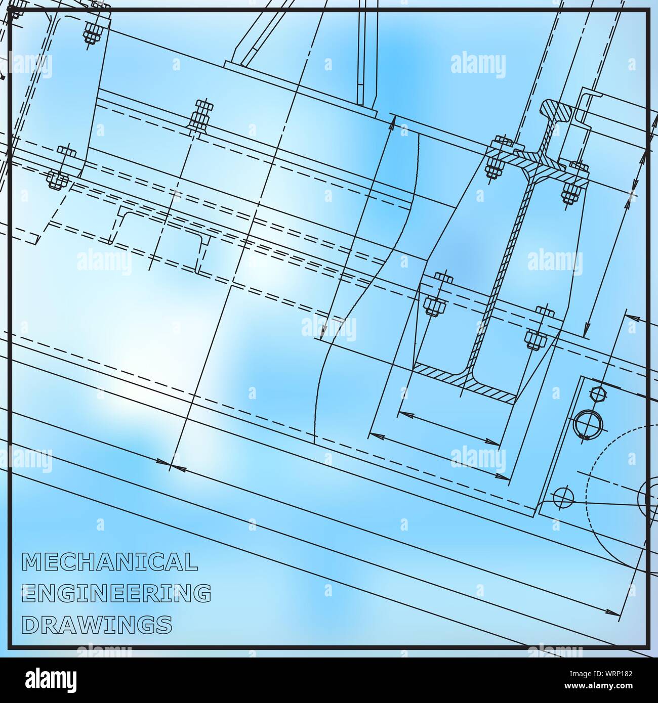 Mechanical engineering drawings. Engineering. Vector white and blue ...