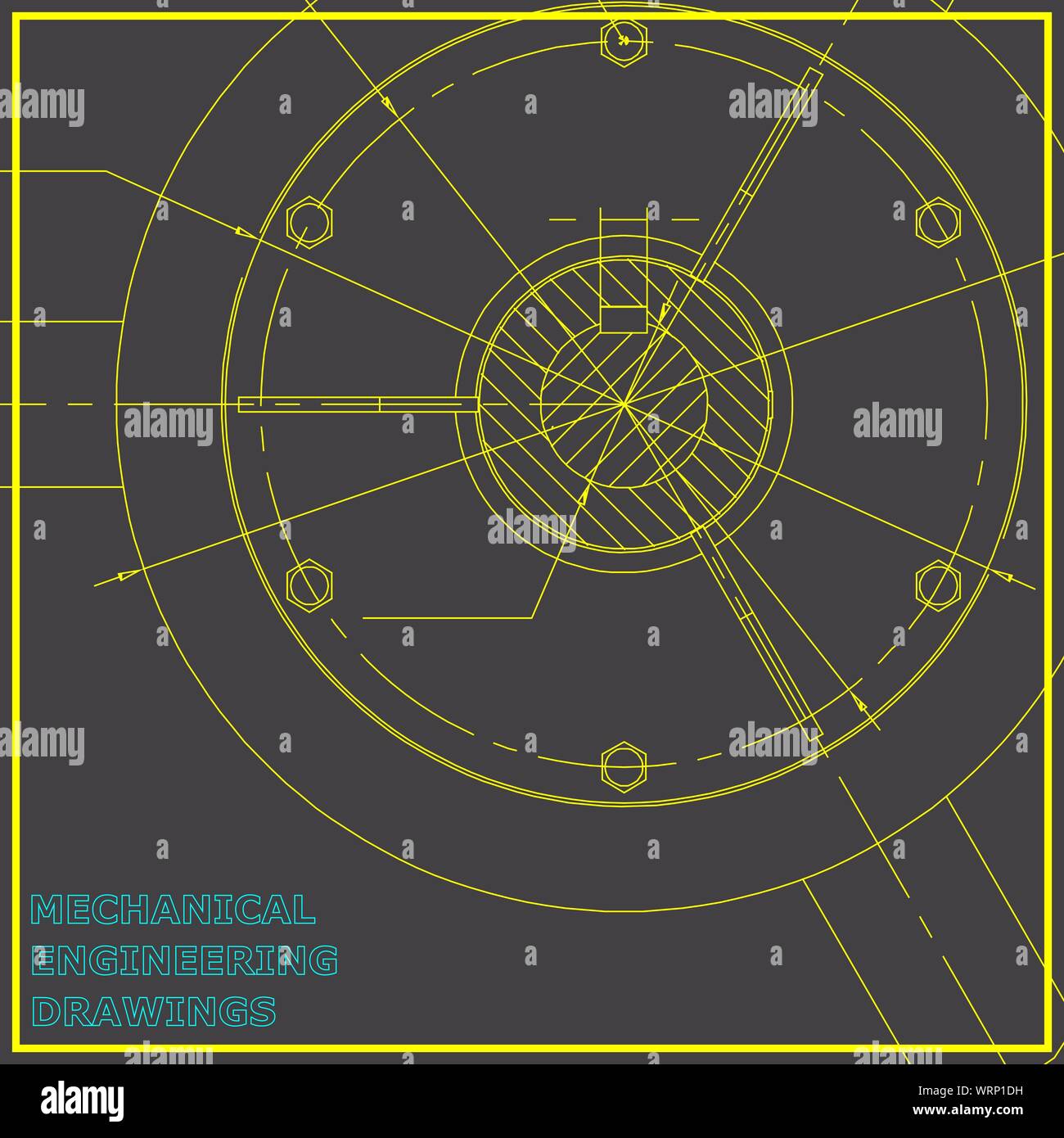 Mechanical engineering drawings. Engineering illustration. Gray Stock ...