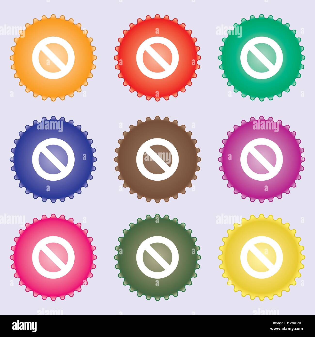 Stop sign icon. Prohibition symbol. No sign. A set of nine different ...