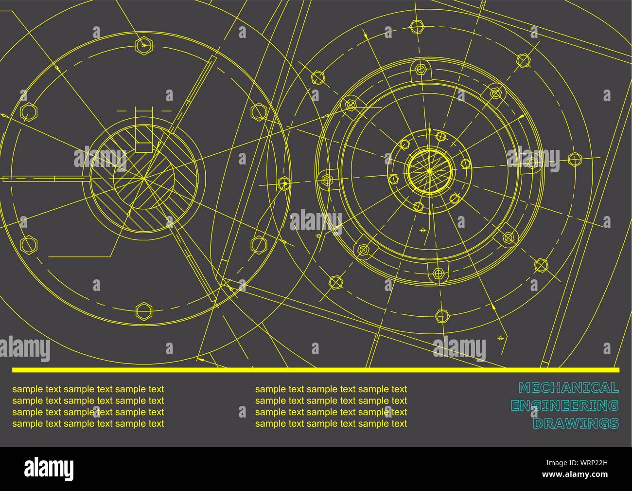 Vector Mechanical engineering drawings on a gray background. Background ...