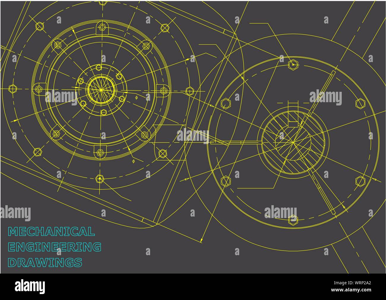 Mechanical engineering drawings. Vector background. Gray Stock Vector ...