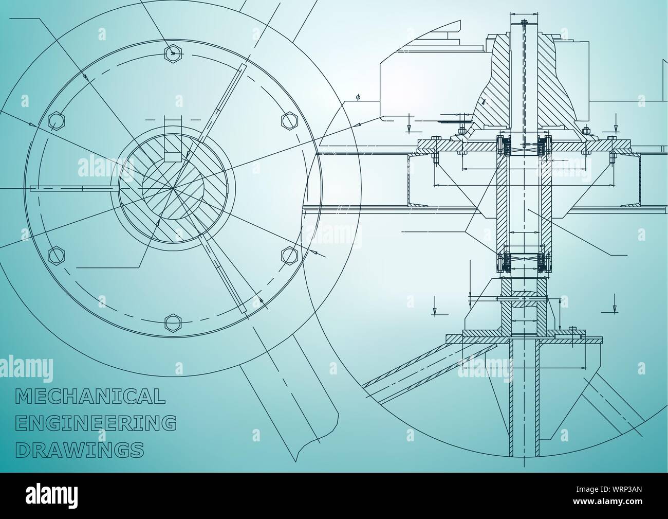 Mechanical engineering drawing. Light blue Stock Vector Image & Art - Alamy