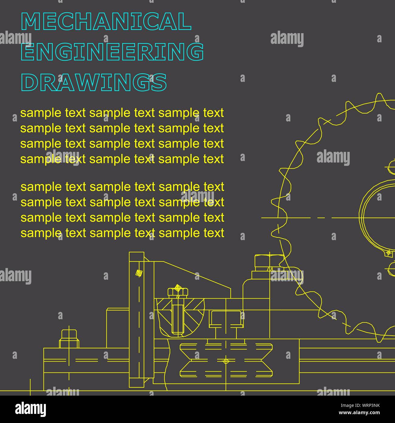 Mechanical engineering drawings on a gray background. Blueprint Stock ...